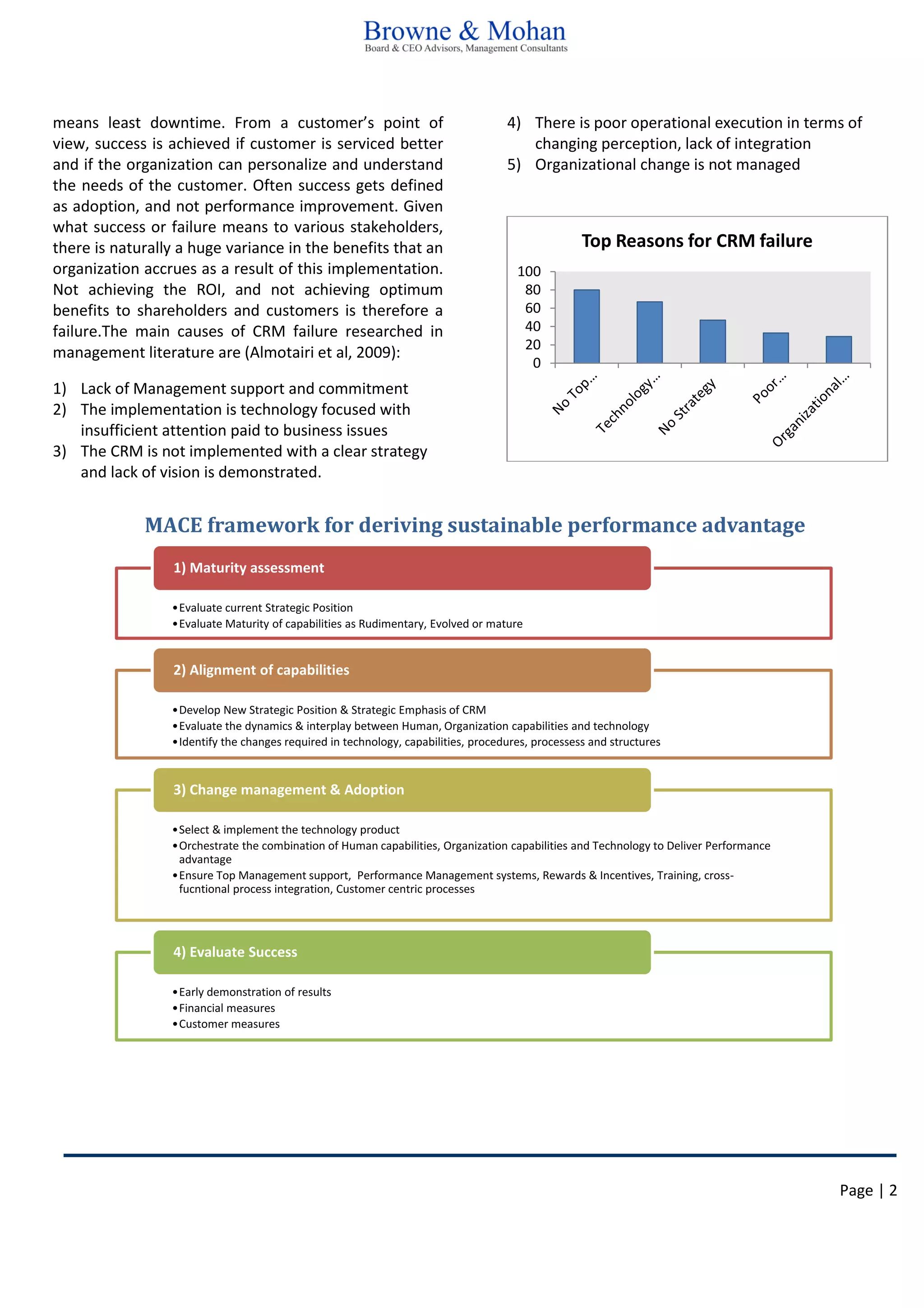 Manage Successful CRM adopion: MACE framework | PDF