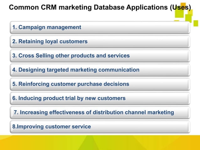 Customer Relationship Management (CRM) | PPTX | Databases | Computer Software and Applications