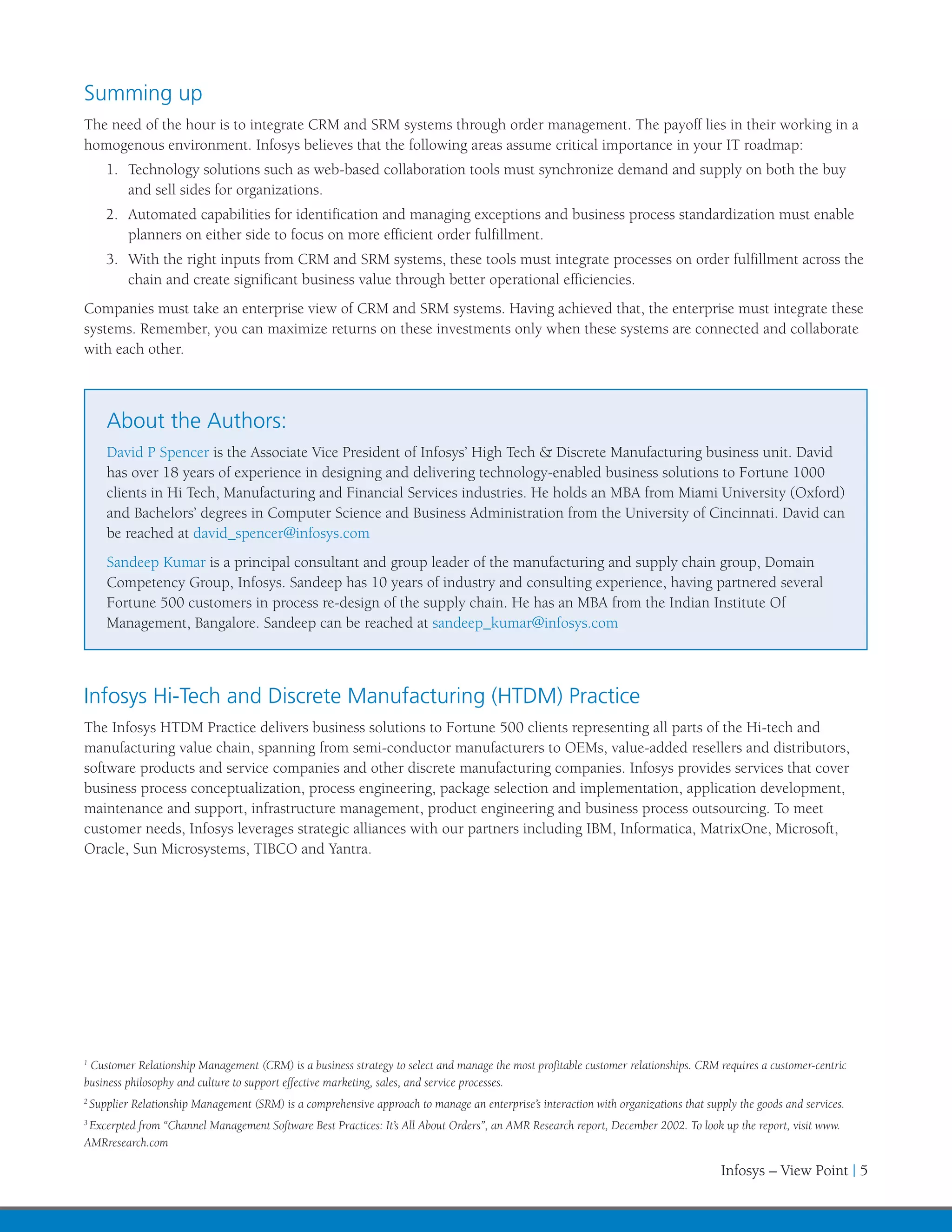 Infosys – Order Management Supply Chain SRM | PDF