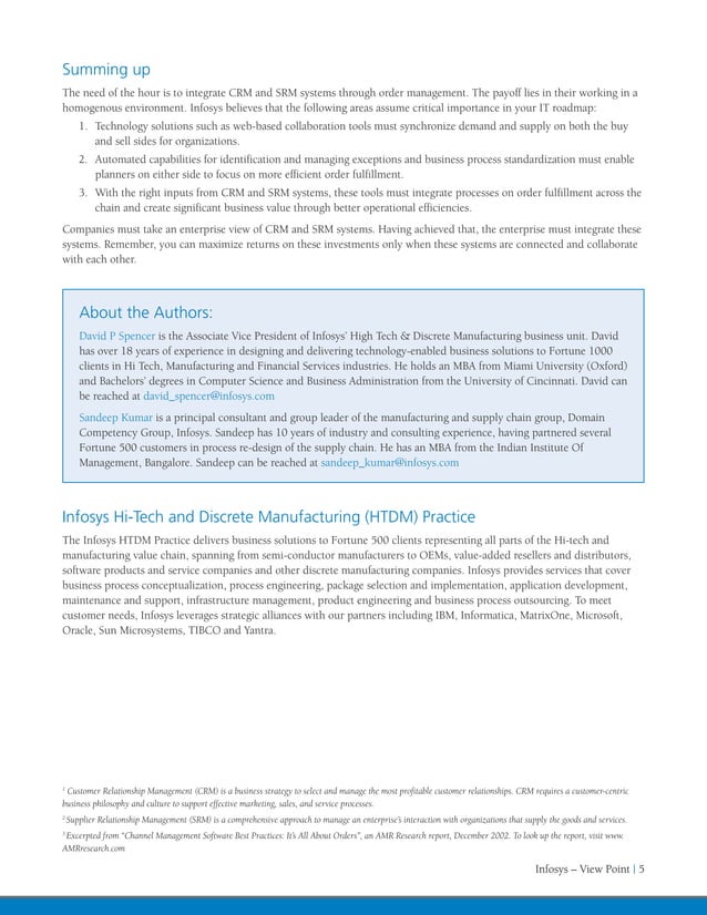 Infosys – Order Management Supply Chain SRM | PDF