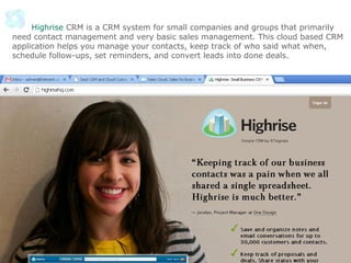 10 Cloud SAAS Based CRM Providers | PPT