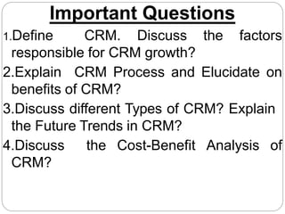 Customer relationship management notes for Bcom students | PPTX