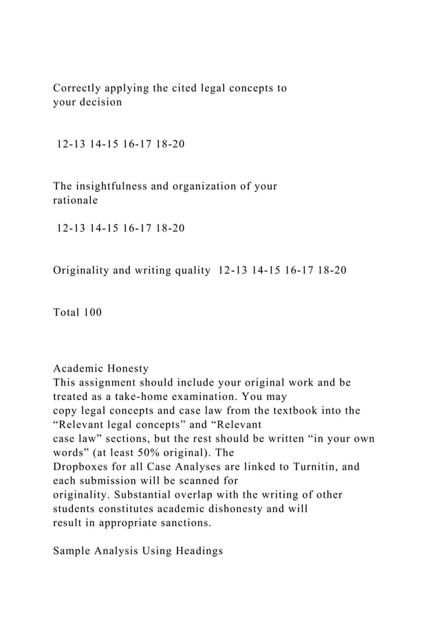 CRM 123 – Case Analysis Instructions Purpose The goals .docx | Law