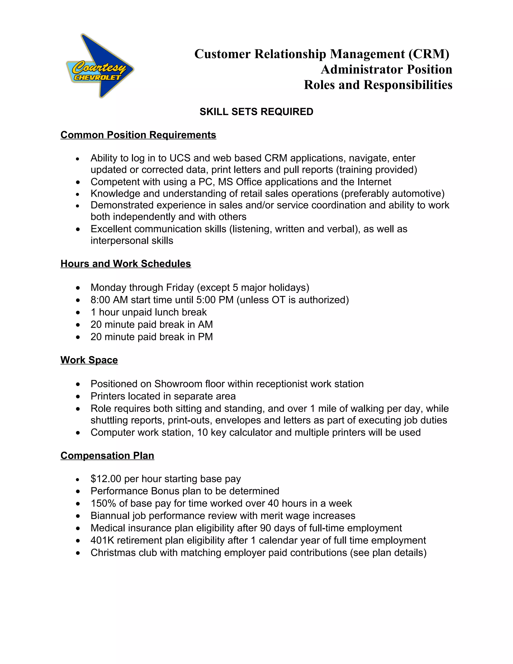Crm administrator job description v3 | DOC