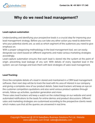 Crm and lead management | PDF