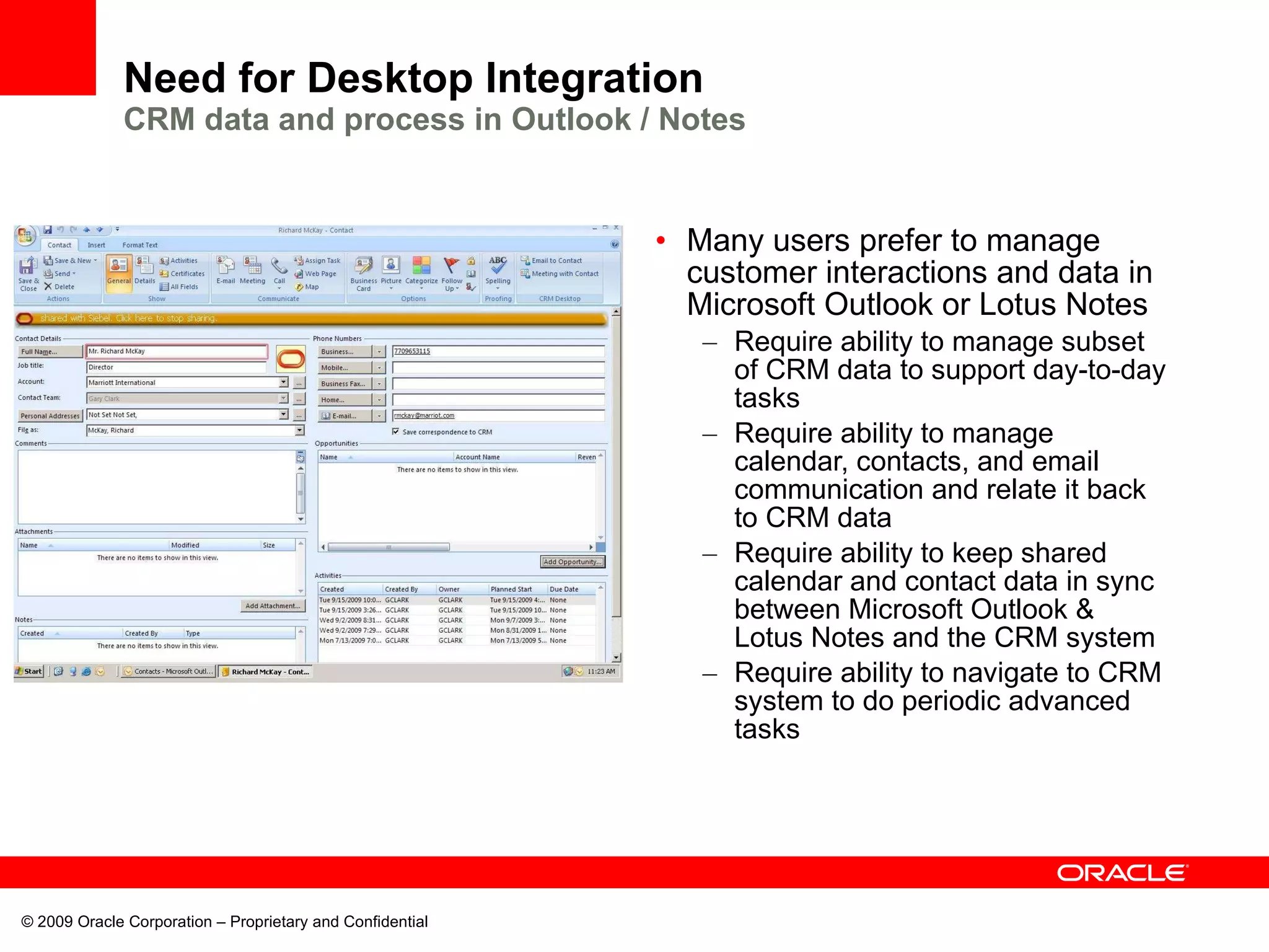 Oracle Siebel CRM Desktop | PPT