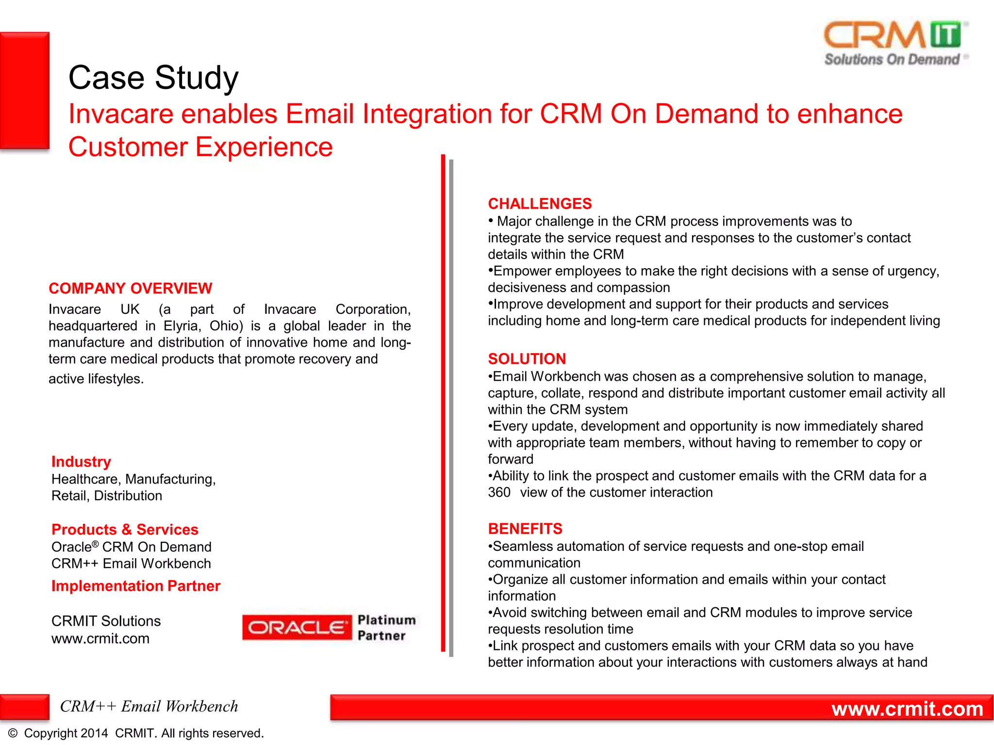 CRM++ Email Integration for Oracle Cloud Solutions | PPTX