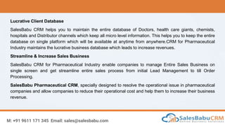 CRM for Pharmaceutical Industry | SalesBabu CRM | PPT