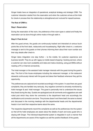 Ginger Hotel CRM (Customer Relationship Management) | PDF