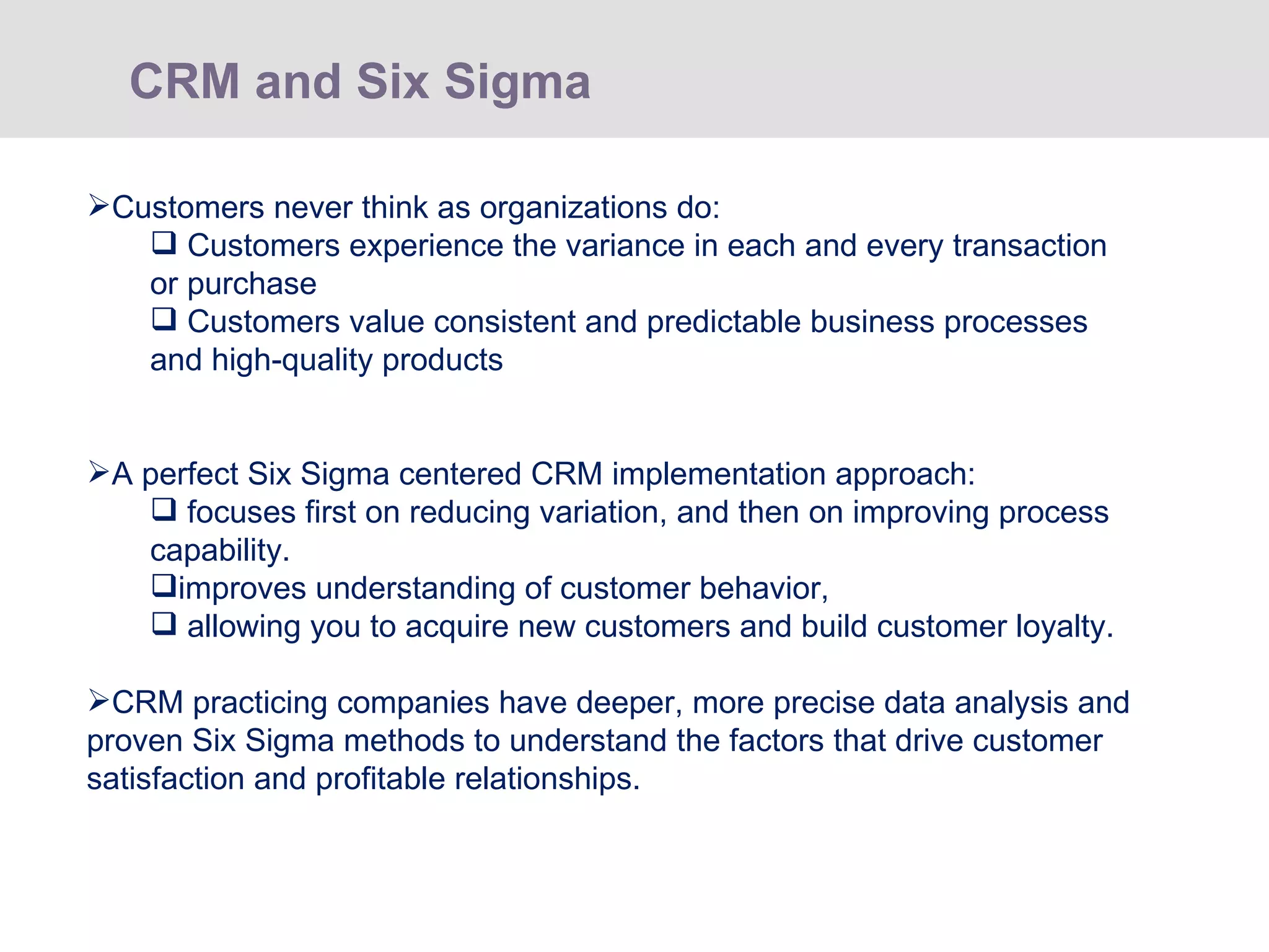 CRM Implementation A Six Sigma Way | PPT