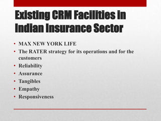 Crm implementation in insurance sector | PPTX