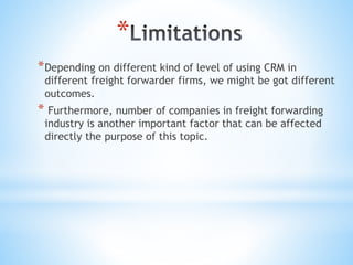 Customer Relationship Management in freight forwarding | PPT
