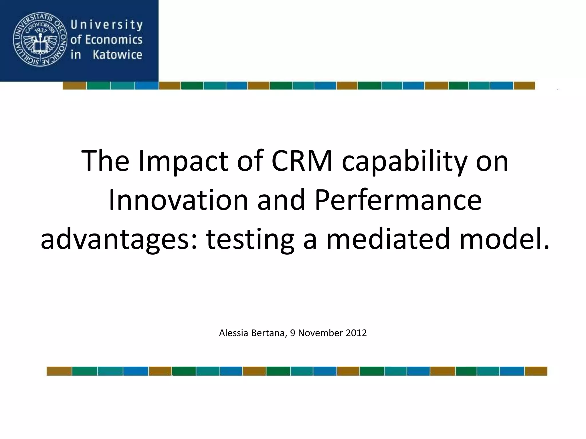 CRM + INNOVATIONS = PERFORMANCE | PPSX