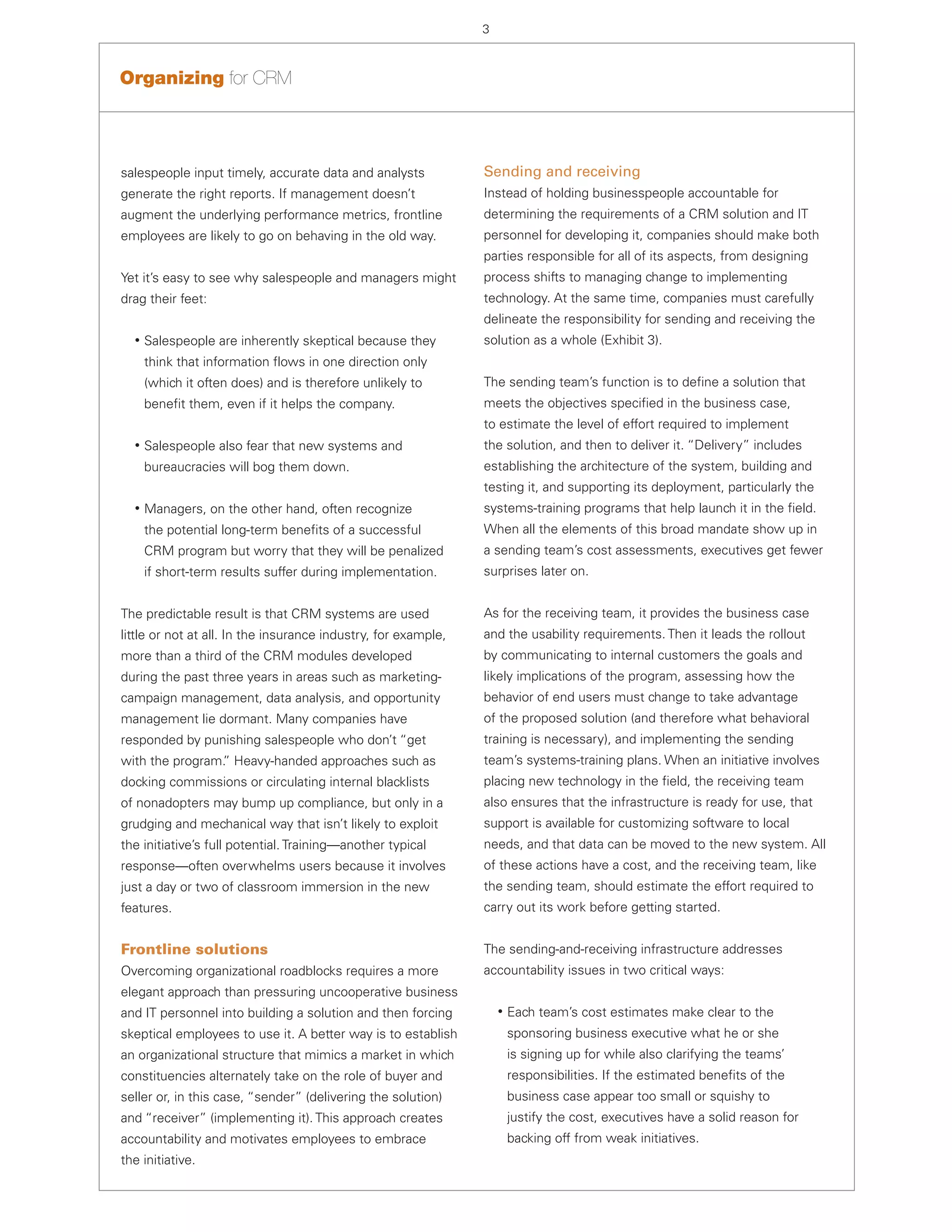 Crm mc kinsey on marketing organizing for crm | PDF