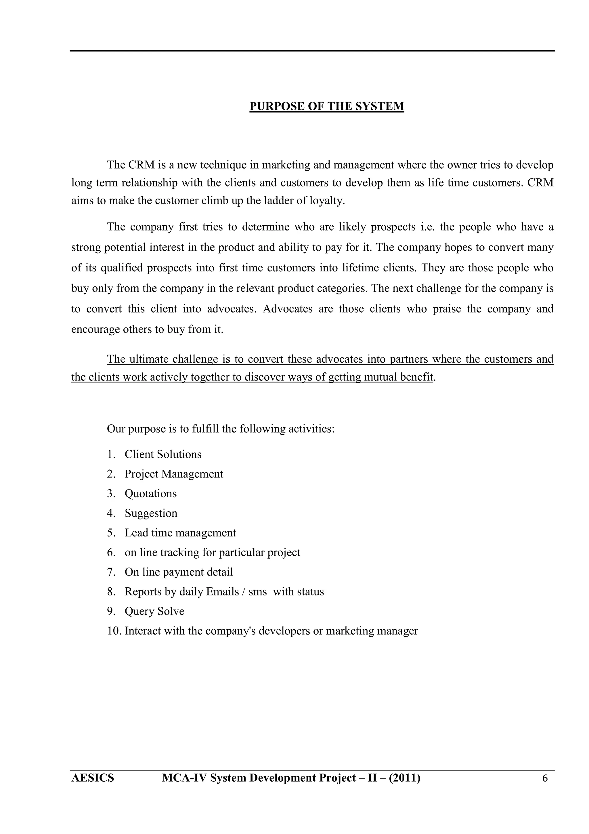 Customer Relationship Management Module Project Report | PDF