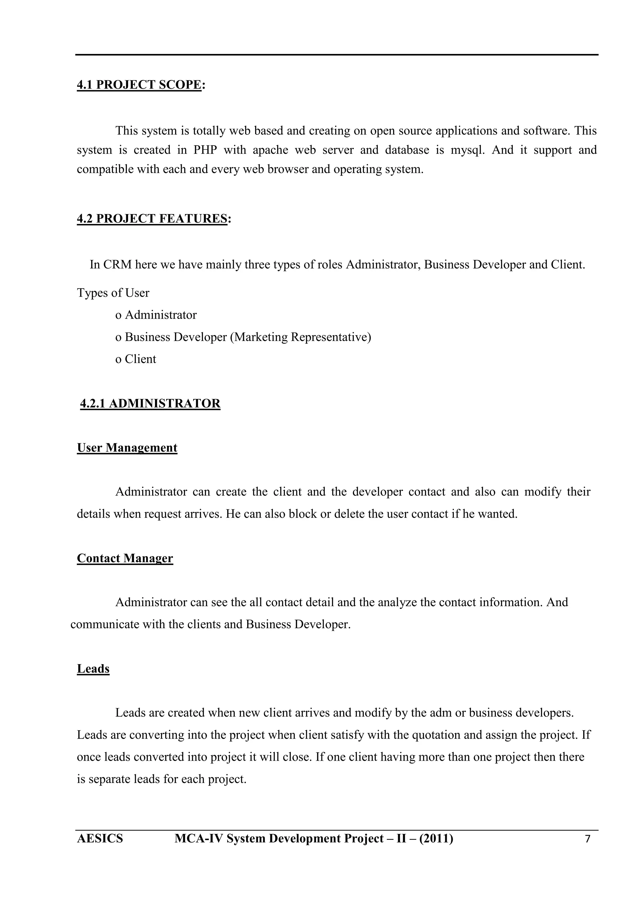 Customer Relationship Management Module Project Report | PDF