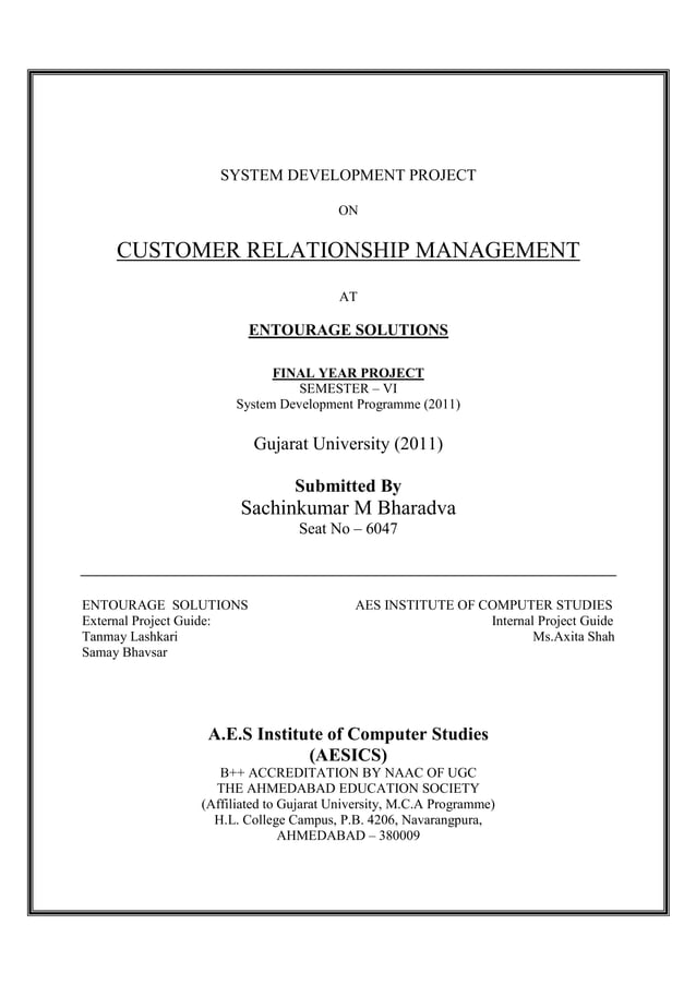 Customer Relationship Management Module Project Report | PDF