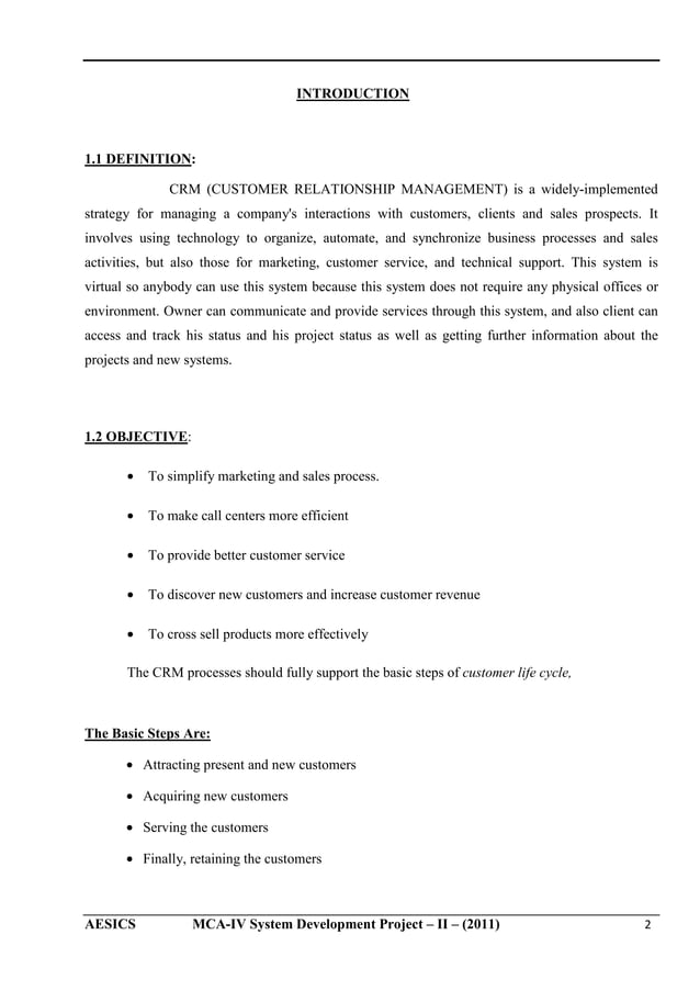Customer Relationship Management Module Project Report | PDF