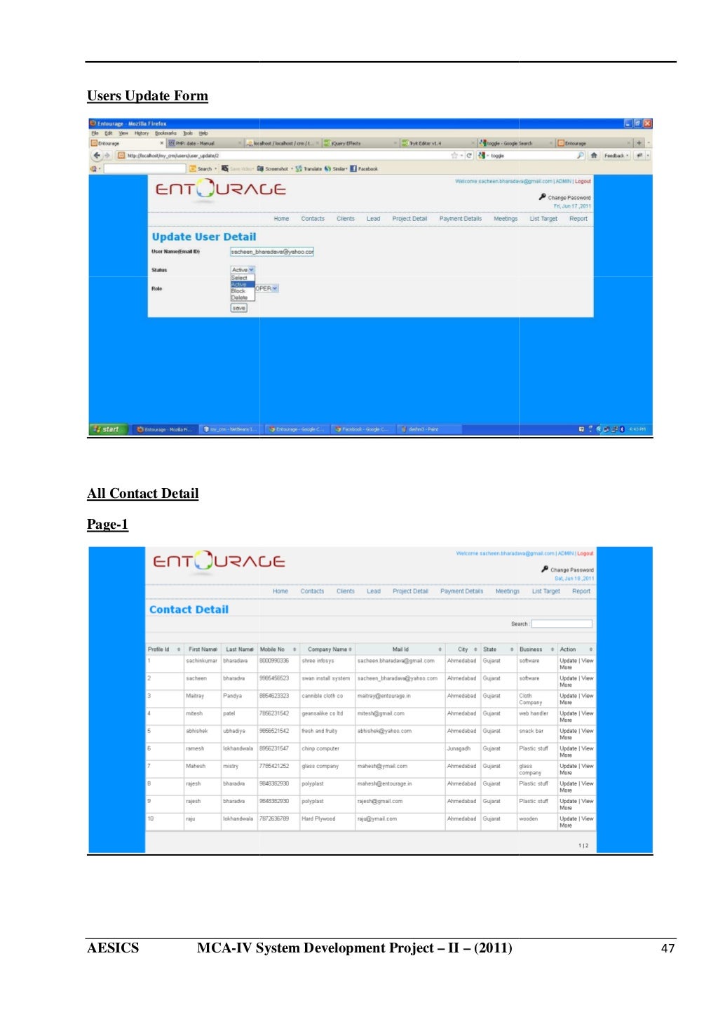 Customer Relationship Management Module Project Report
