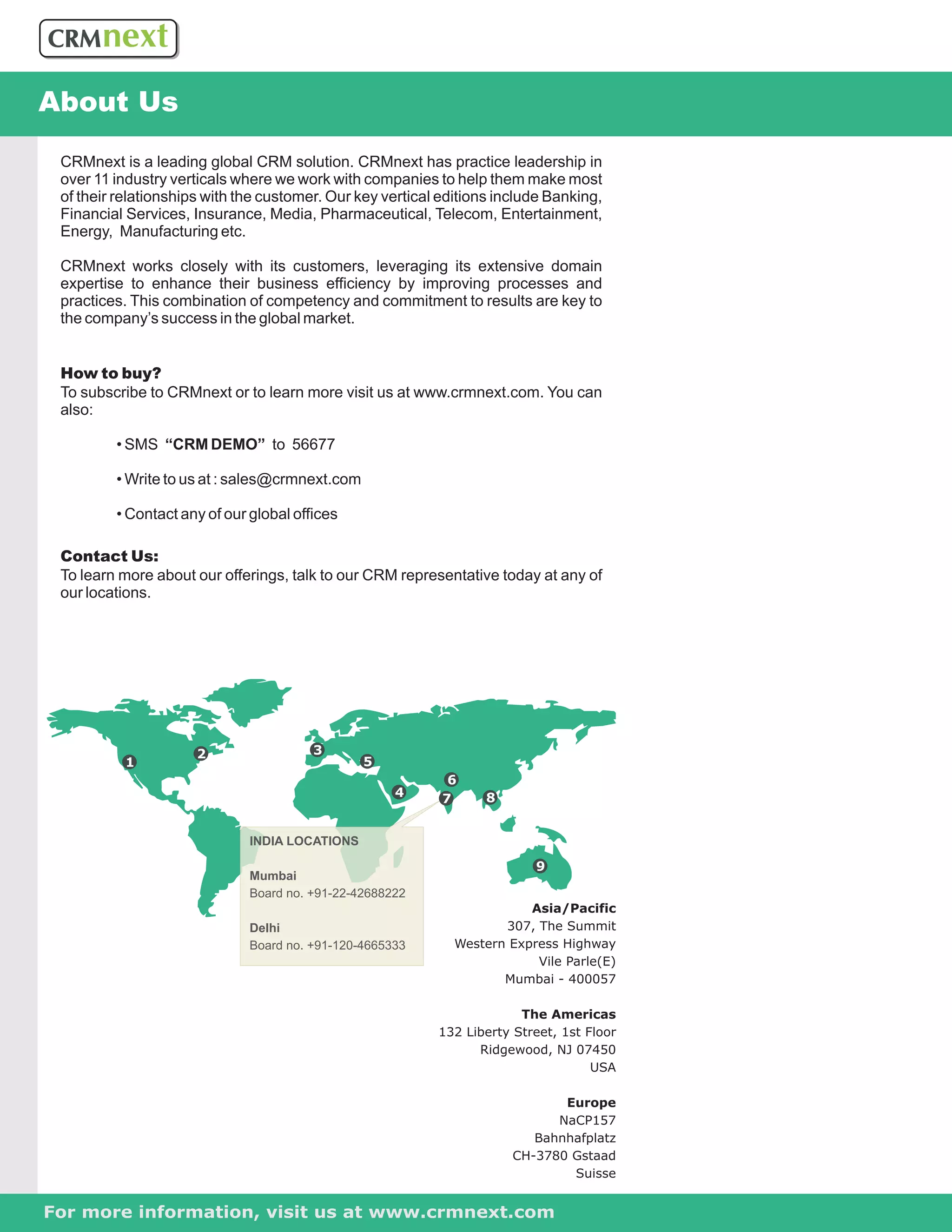CRM Solution - CRMnext | PDF