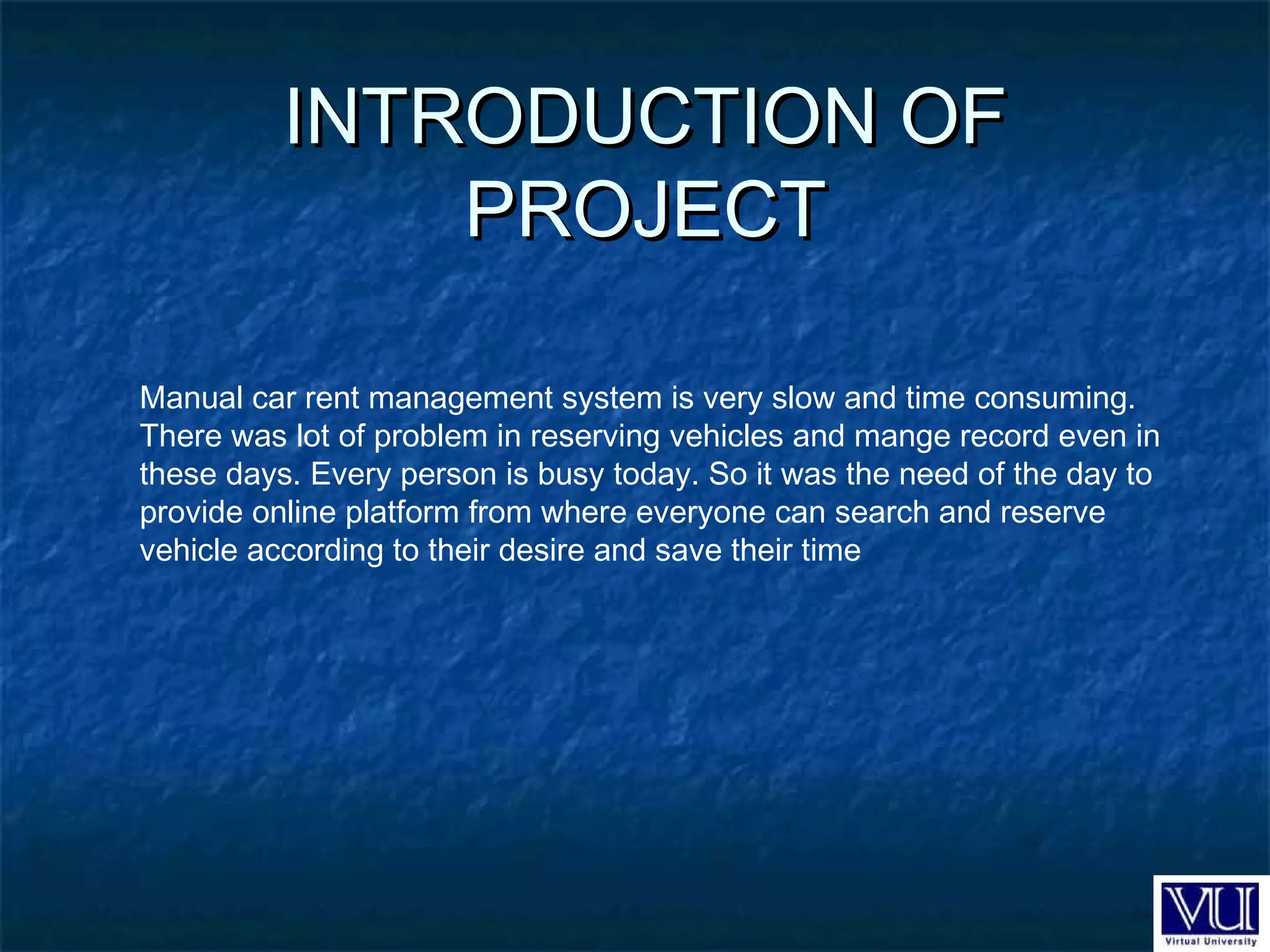 Car Rental Management System Project Ppt