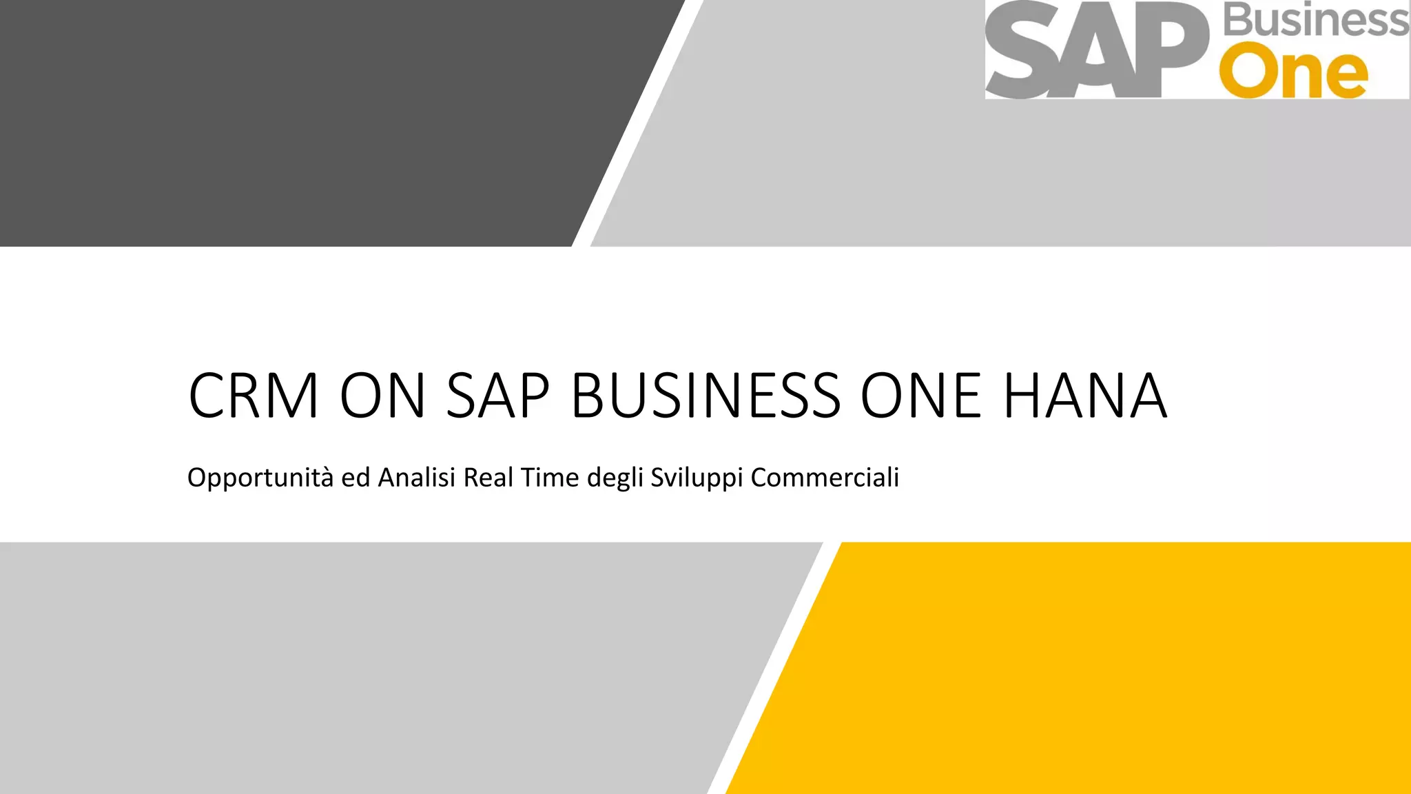 SAP Business One Hana Amplifica le Fuzionalità CRM e le Porta in Memory ...