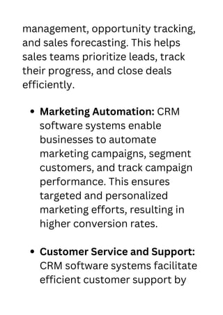 CRM Software: Streamlining Customer Relationship Management | PDF