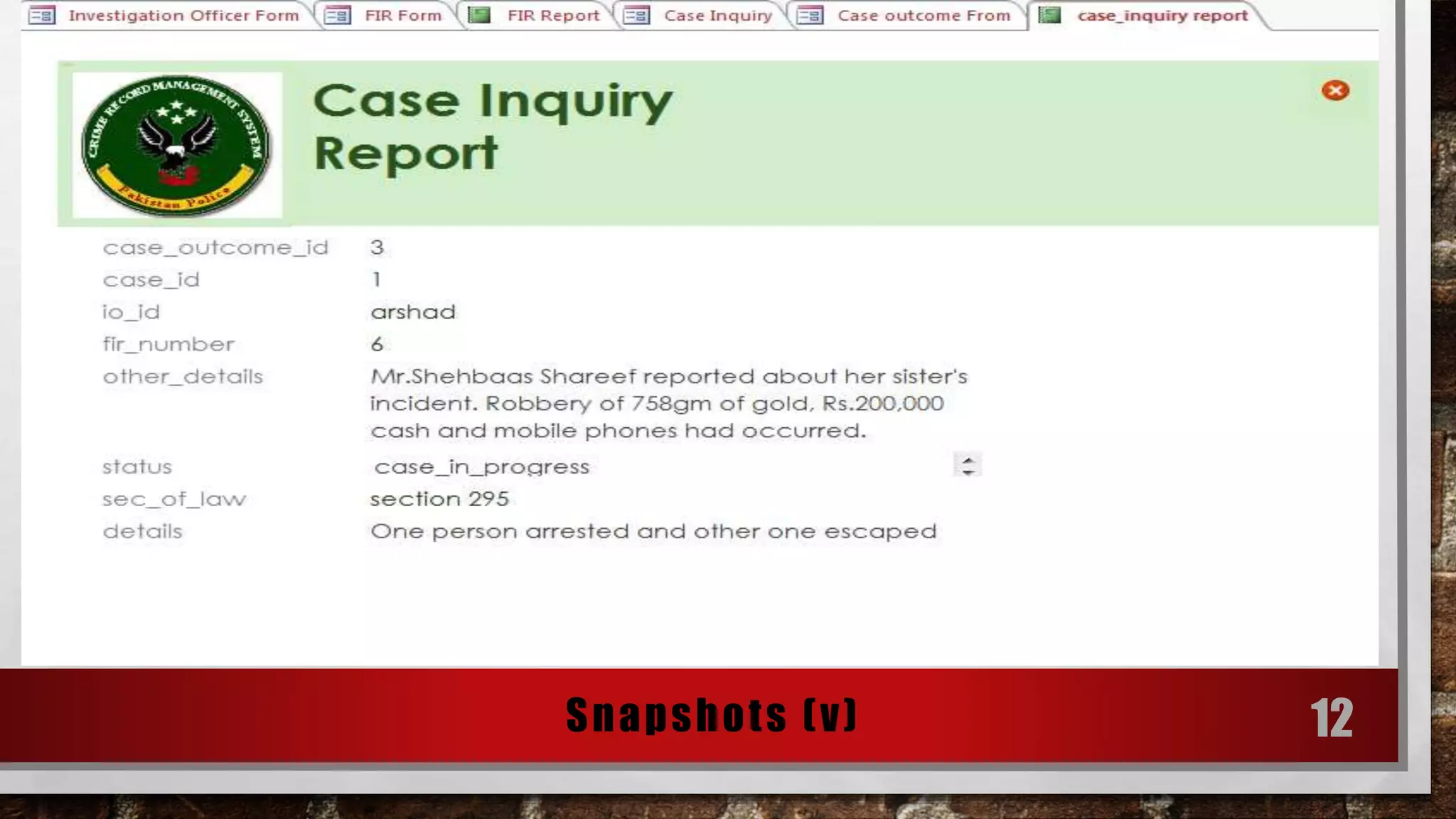 Crime Record Management System (CRMS) | PPTX