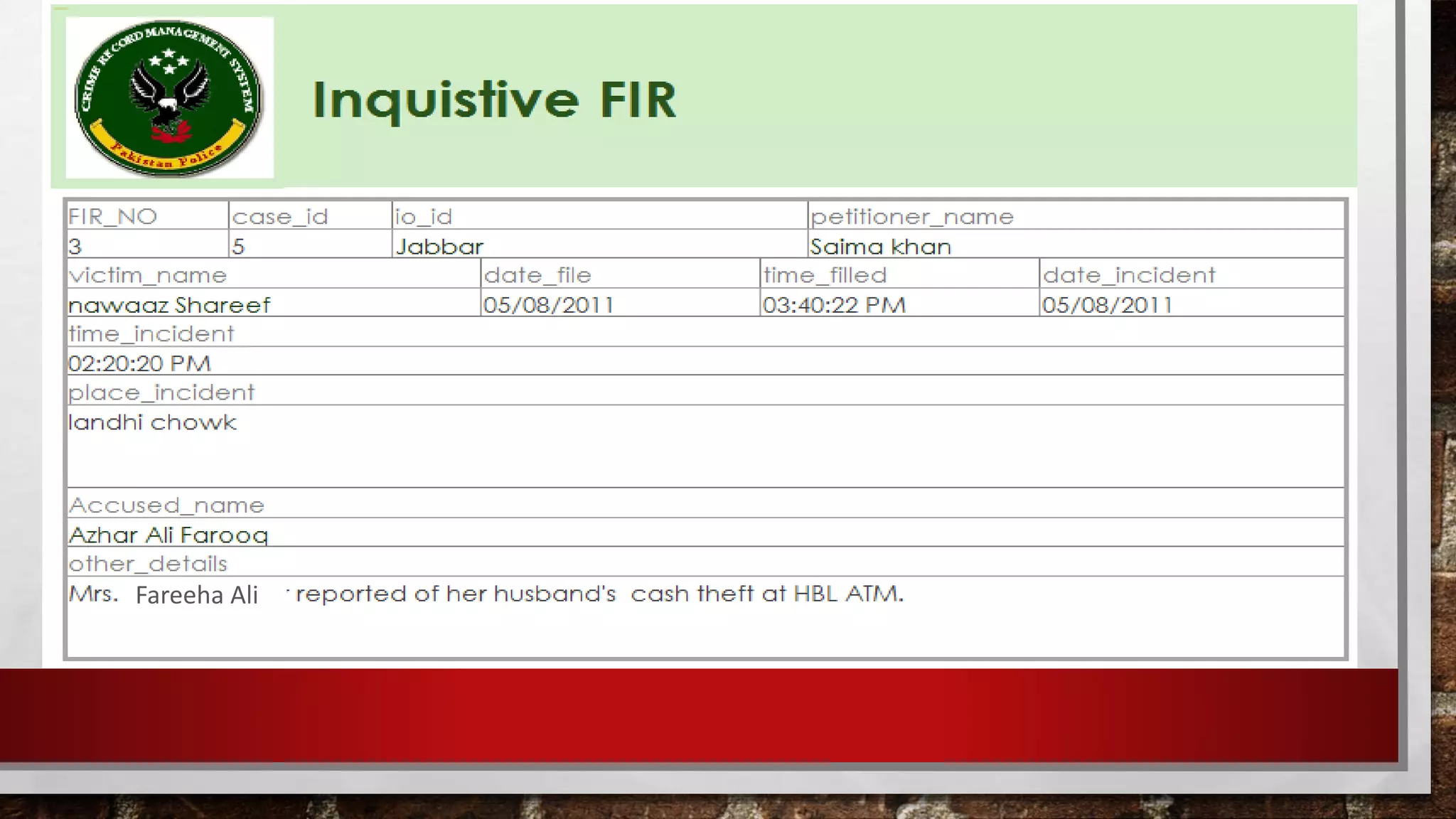 Crime Record Management System (CRMS) | PPTX