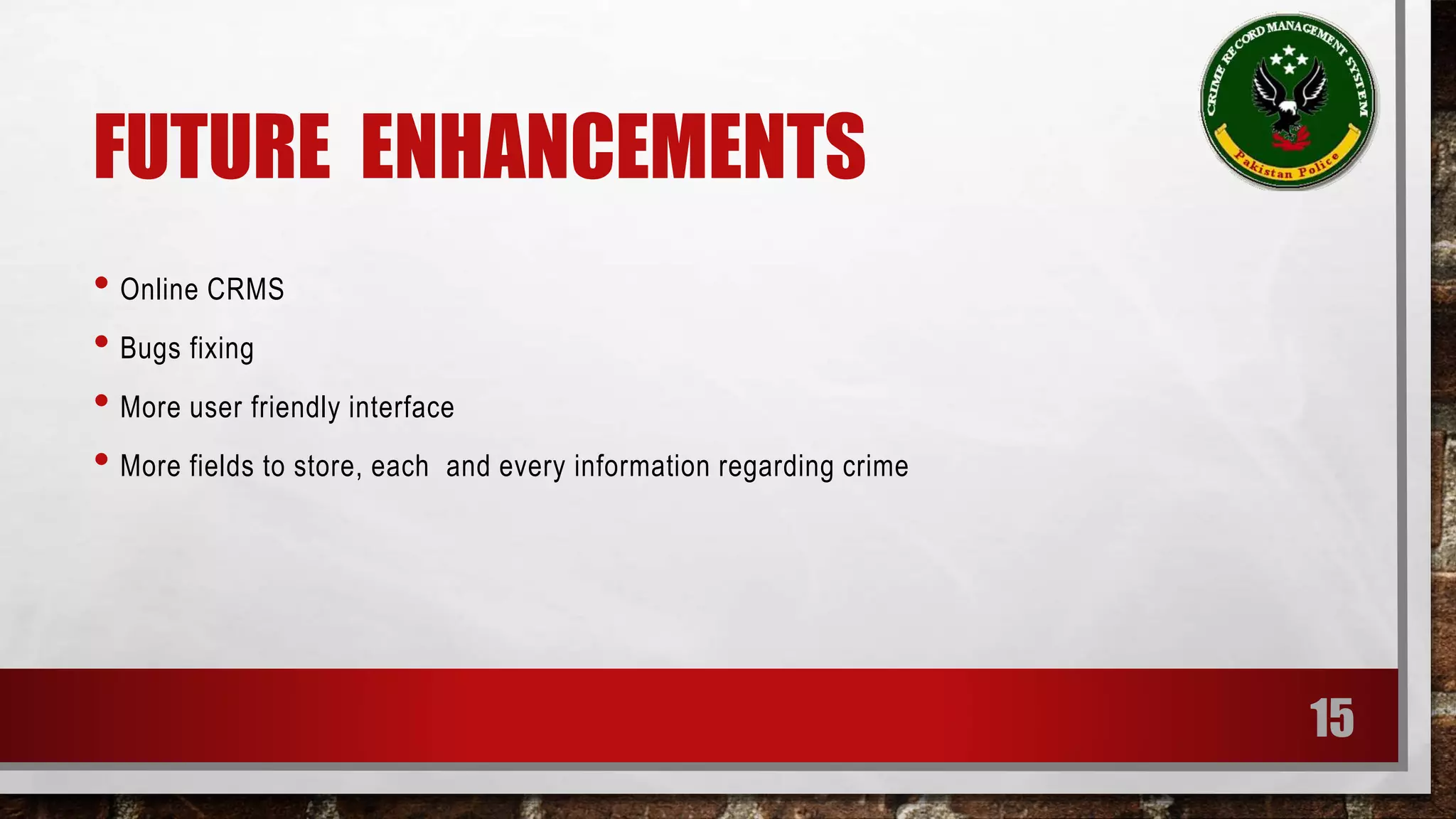 Crime Record Management System (CRMS) | PPTX