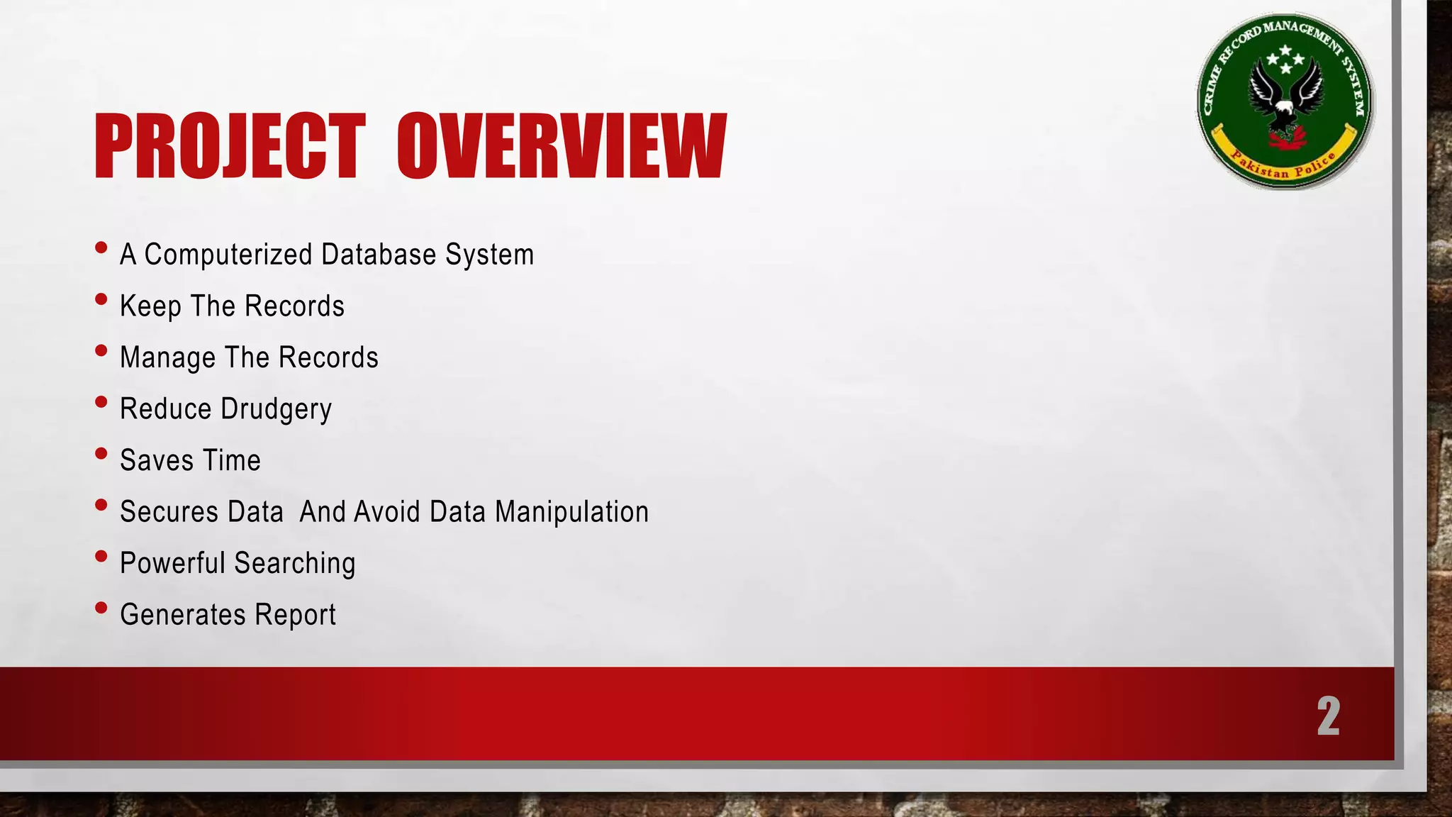 Crime Record Management System (CRMS) | PPTX