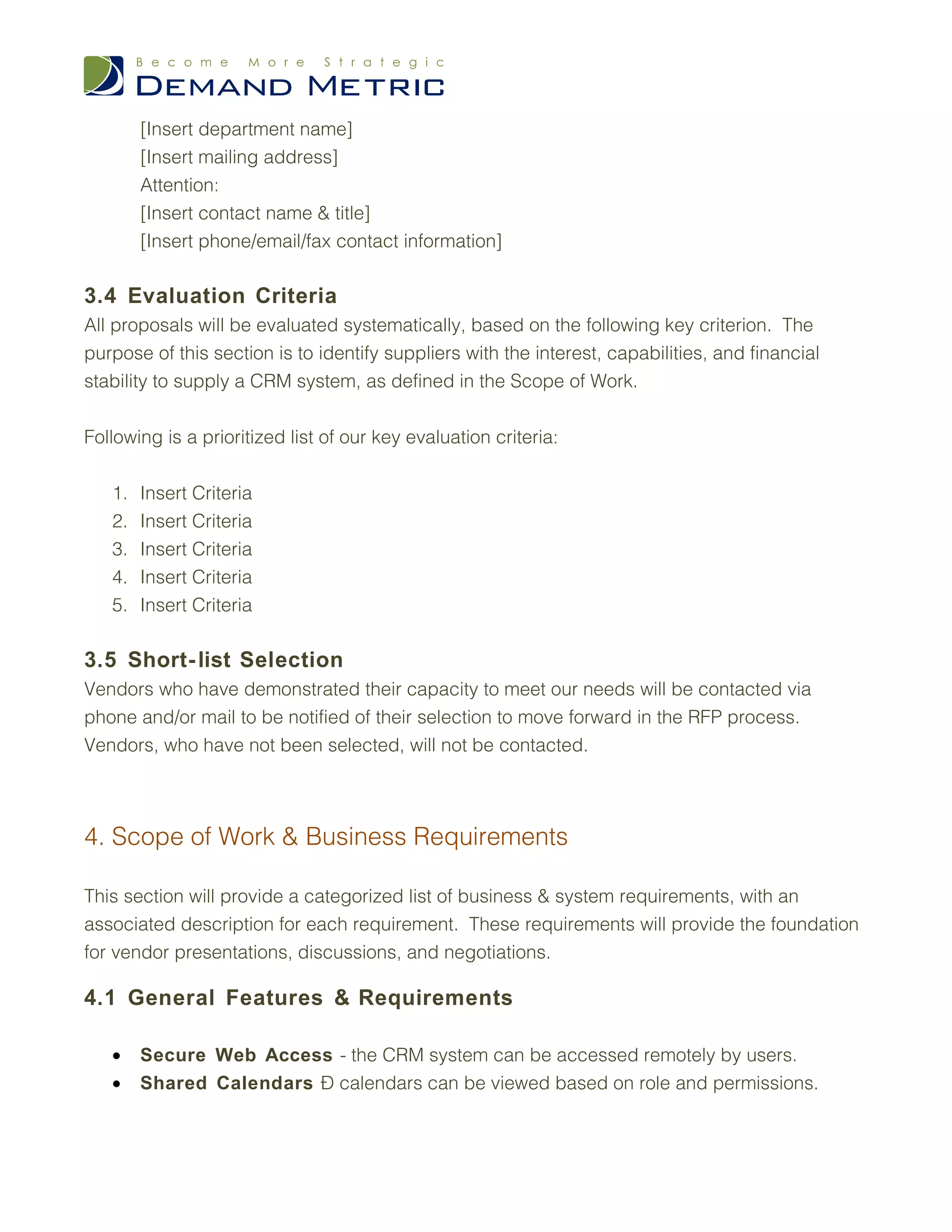 CRM System RFP Template | DOC