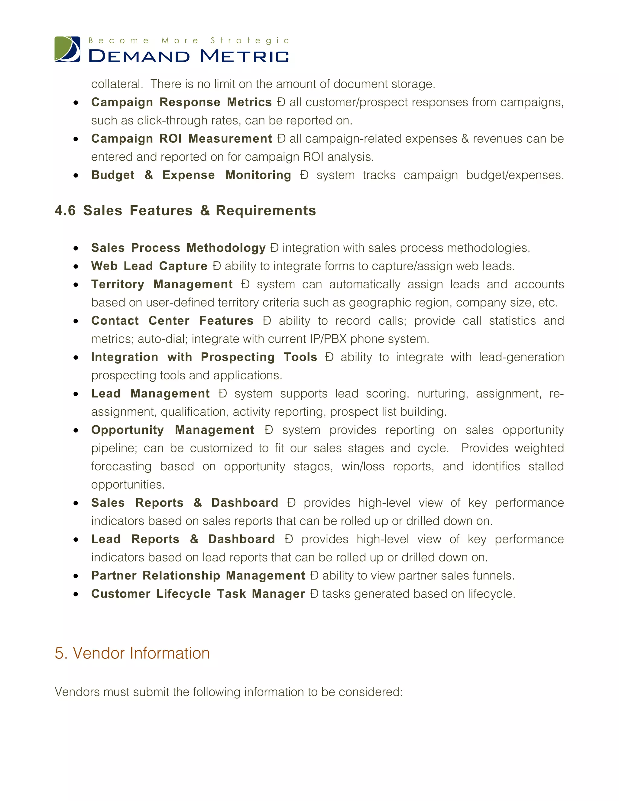 CRM System RFP Template | DOC