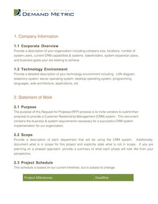 CRM System RFP Template | DOC