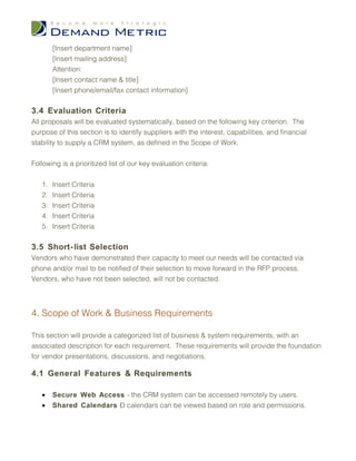 CRM System RFP Template | DOC