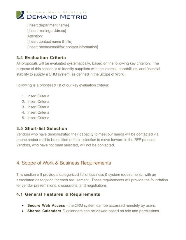 CRM System RFP Template | DOC | Business | Business and Finance
