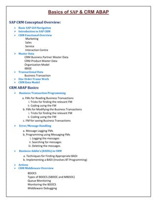 SAP CRM TECHNICAL TRAINING | LEARN SAP CRM TECHNICAL ONLINE | PDF