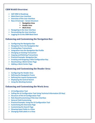 SAP CRM TECHNICAL TRAINING | LEARN SAP CRM TECHNICAL ONLINE | PDF