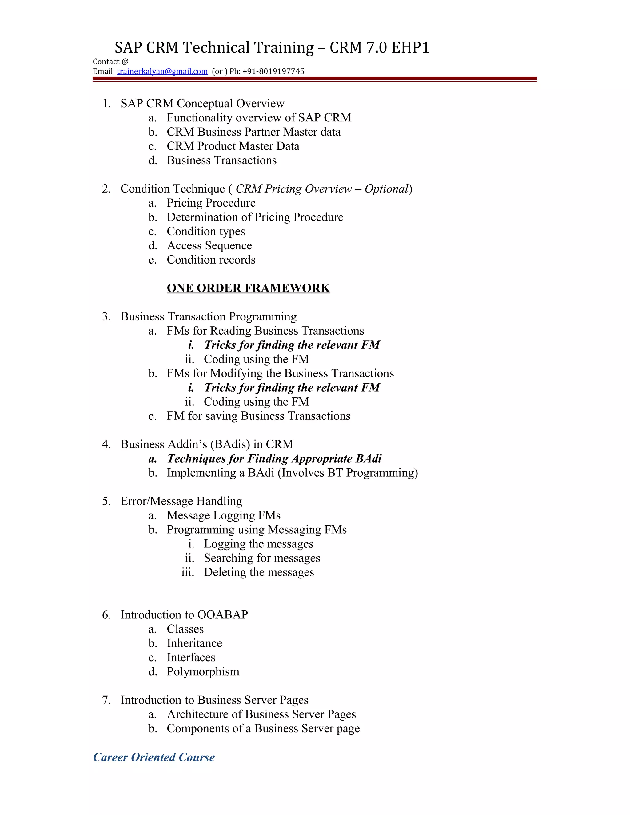 Sap Crm Training Online Pdf