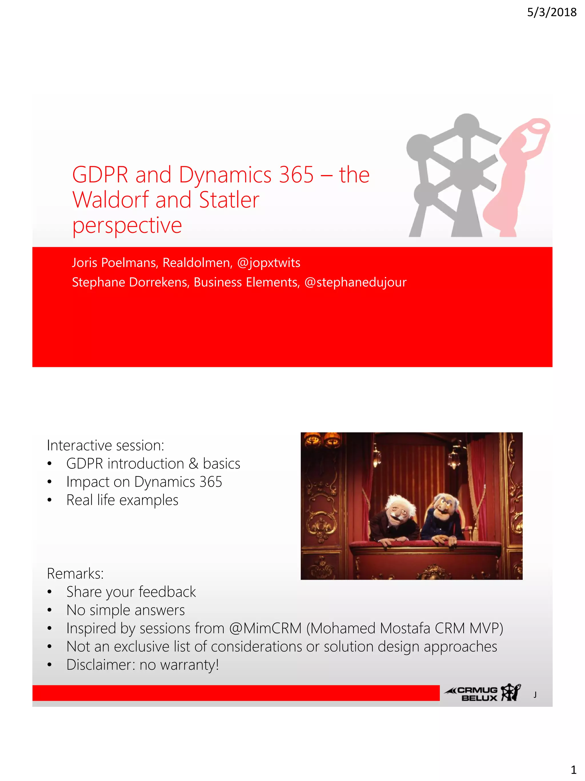 GDPR and Dynamics 365 - the Waldorf and Statler perspective | PDF