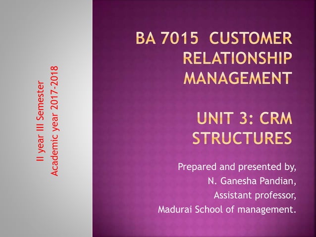 Customer Relationship Management unit 3 crm structures | PPTX