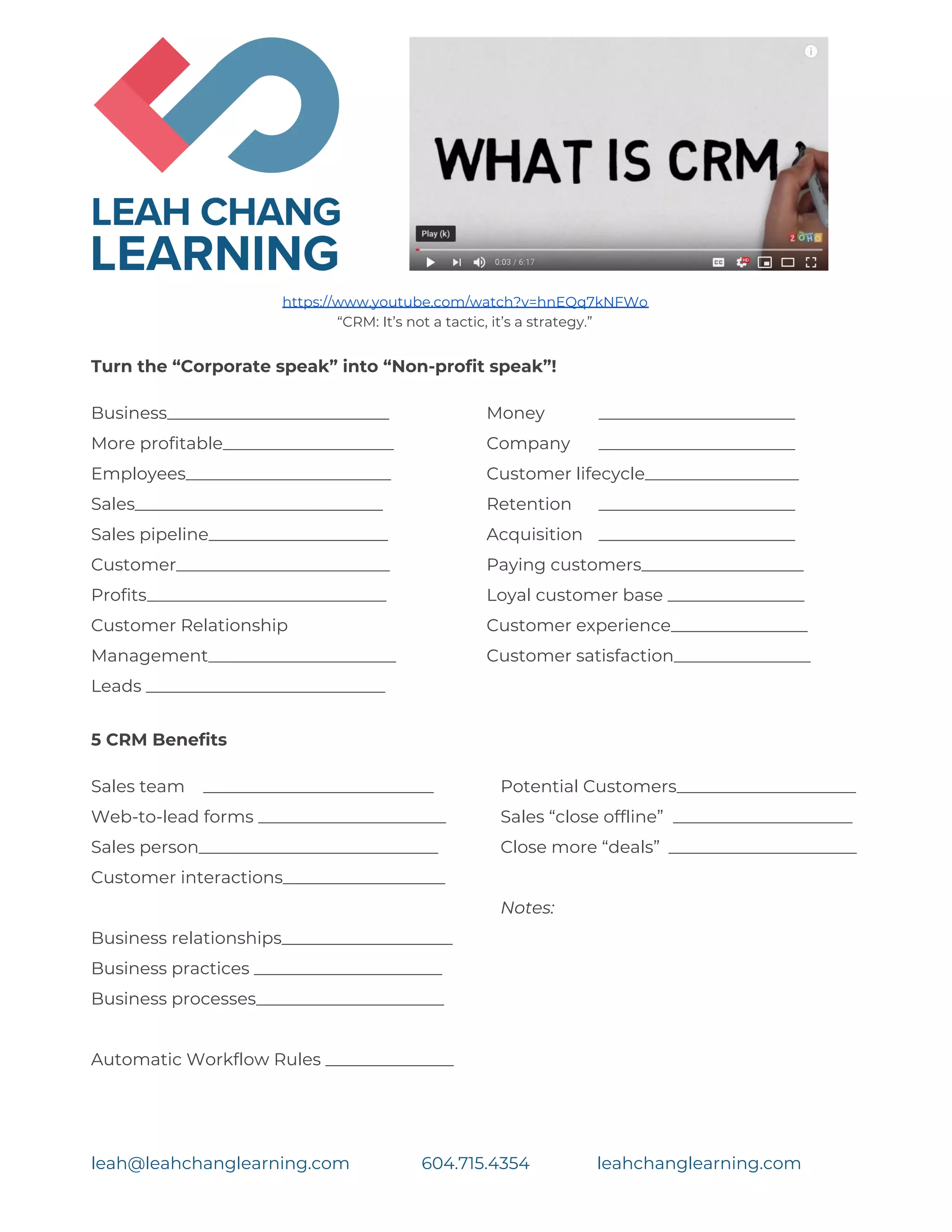Leah Chang — CRM video worksheet | PDF