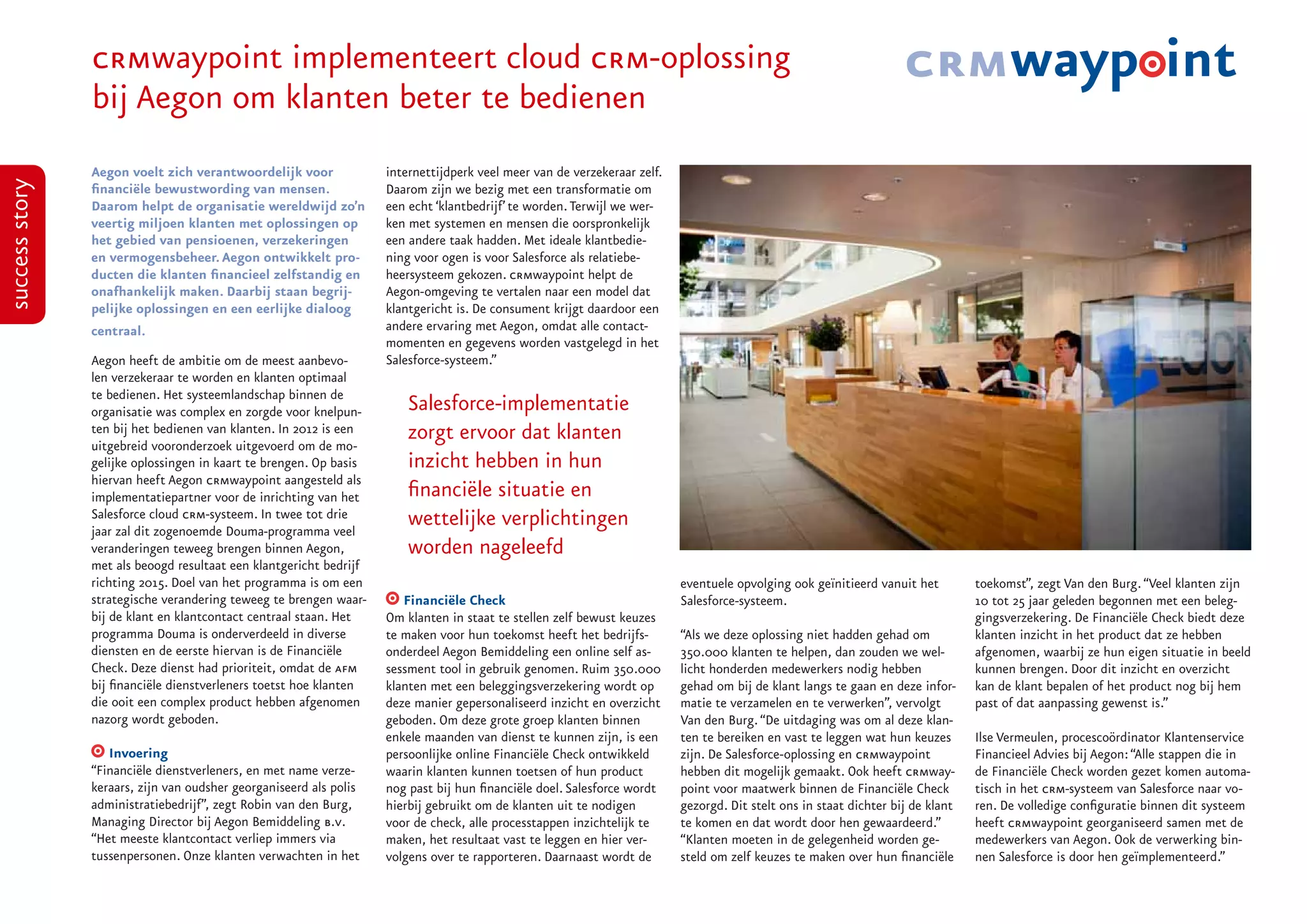 CRMWaypoint, klant succes verhaal van Aegon | PDF