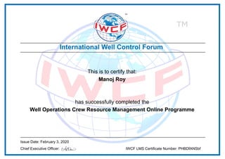 WOCRM (Well operations crew resource management) Online Programme | PDF