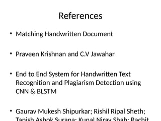 plagiarism detection on handwritten document images | PPTX