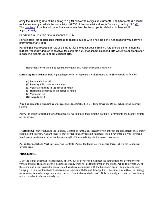 cathode ray oscilloscope &function generator | DOCX | Physics | Science