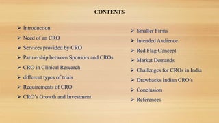 Contract Research Organisations- CRO in Pharma Field | PPTX