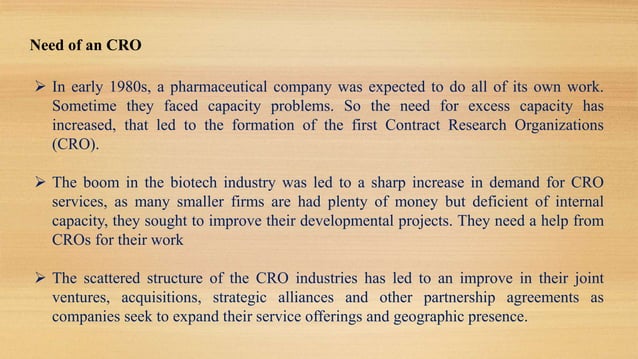Contract Research Organisations- CRO in Pharma Field | PPTX