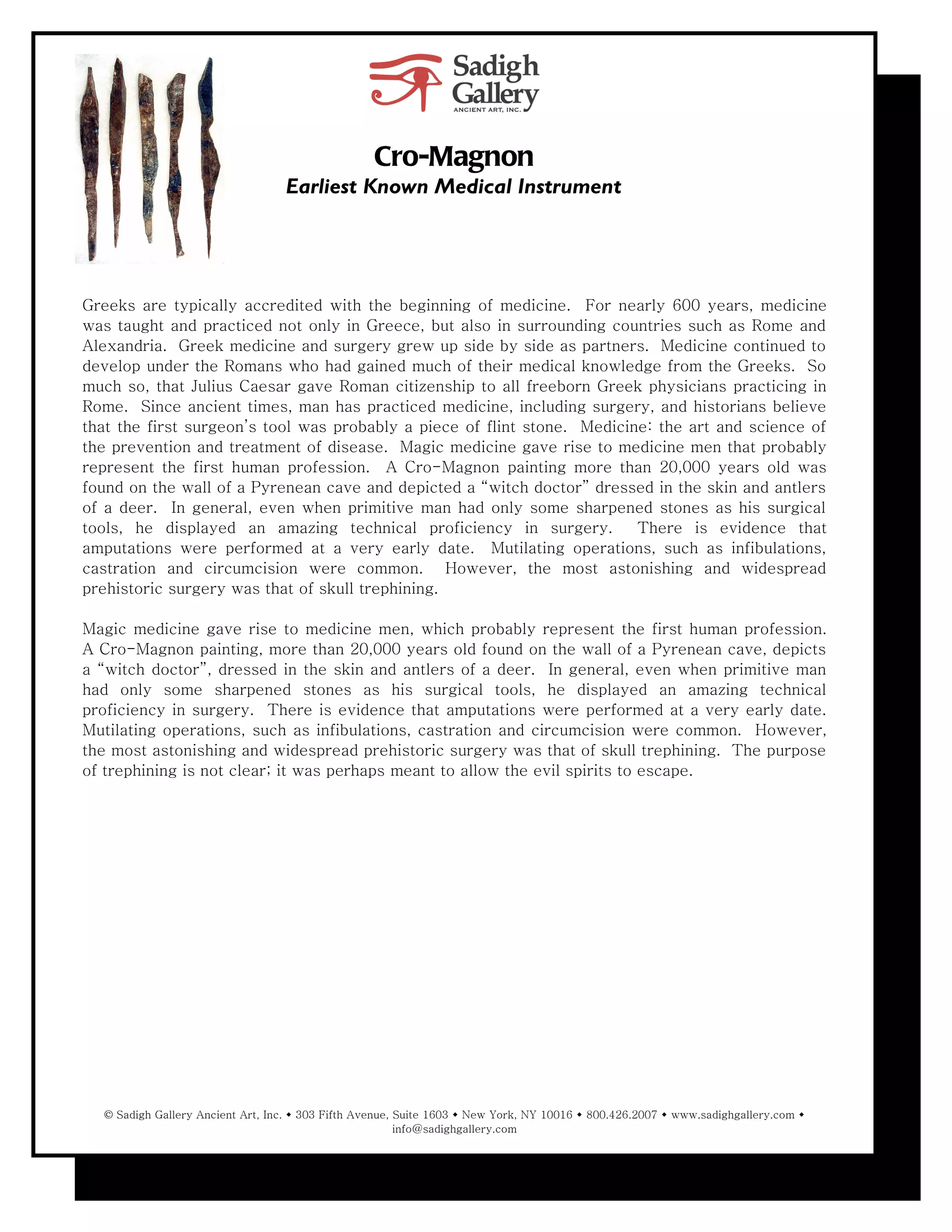 Cro Magnon (earliest known medical instrument) | DOC