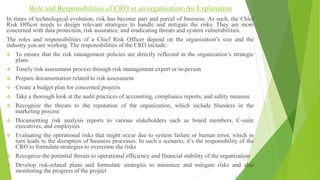 CRO (Chief Risk Office and its responsibility) | PPT